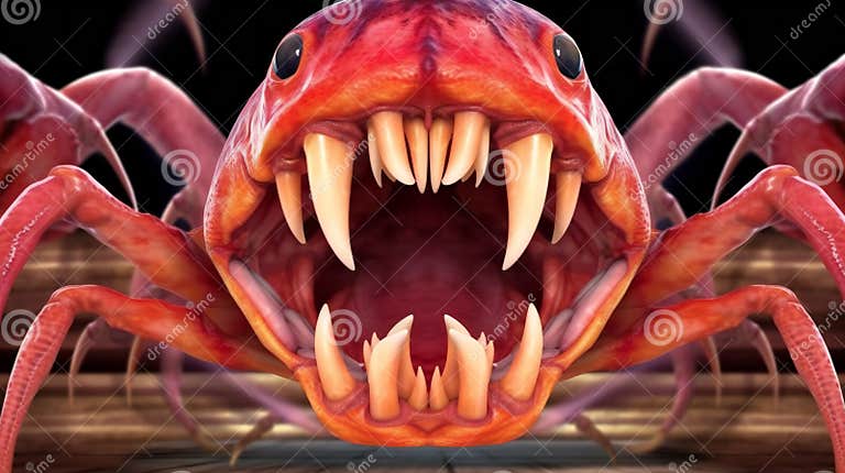 Illustration of a Red Alien with Sharp Teeth and Sharp Teeth Stock ...
