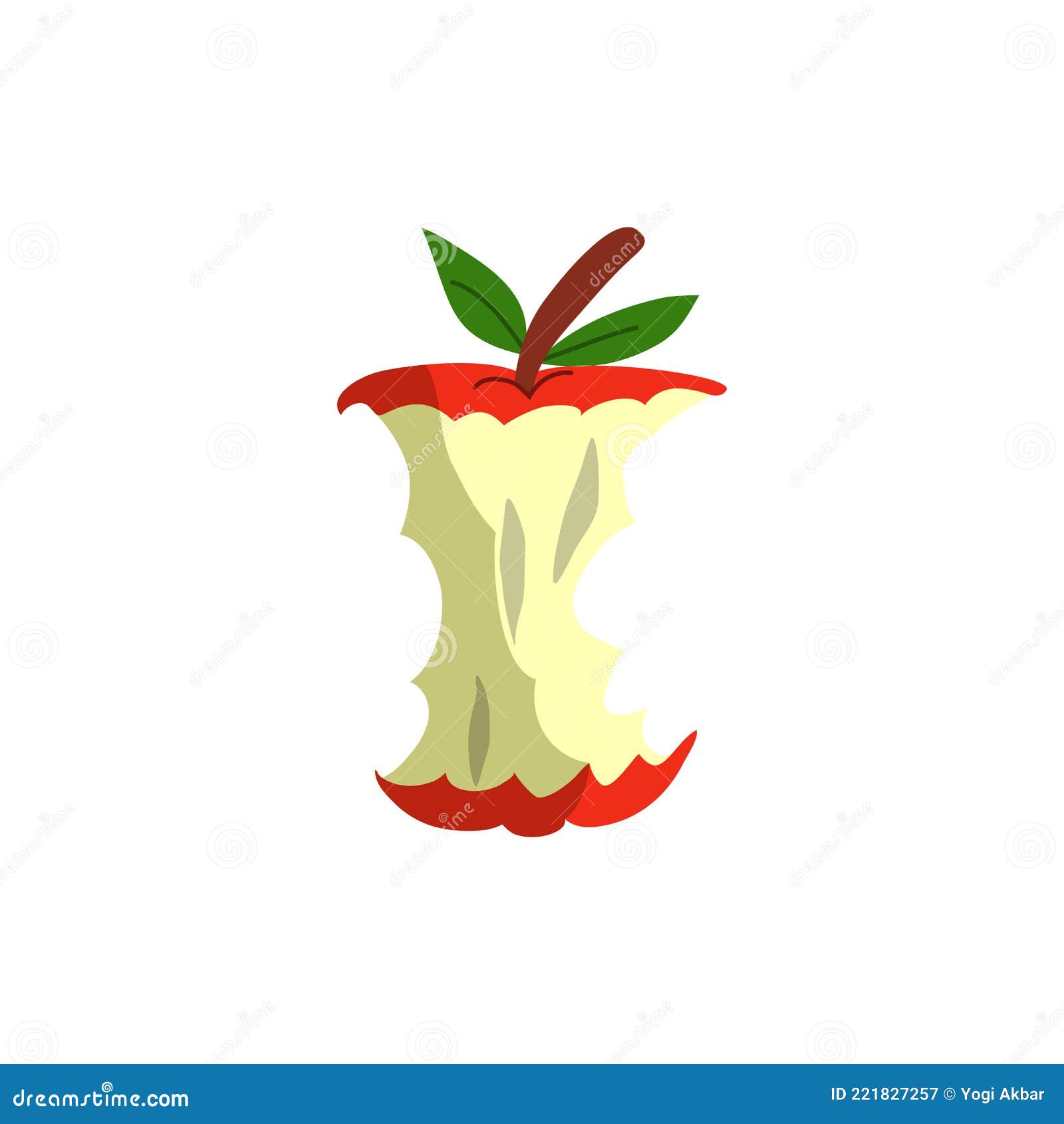 Illustration Red Apple Eaten, Bitten Red Apple Vector Illustration ...