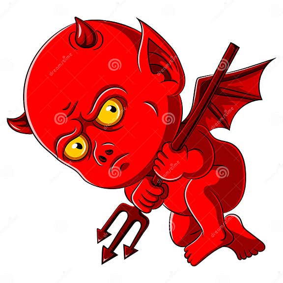 A Red Baby Devil with Trident Stock Vector - Illustration of halloween ...