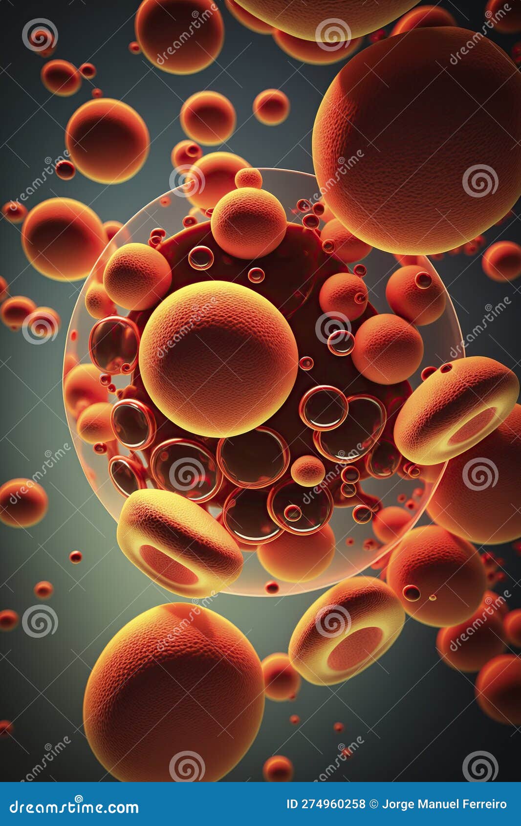Illustration, Red Blood Cells with Floating Pathogen, Generative Ai ...