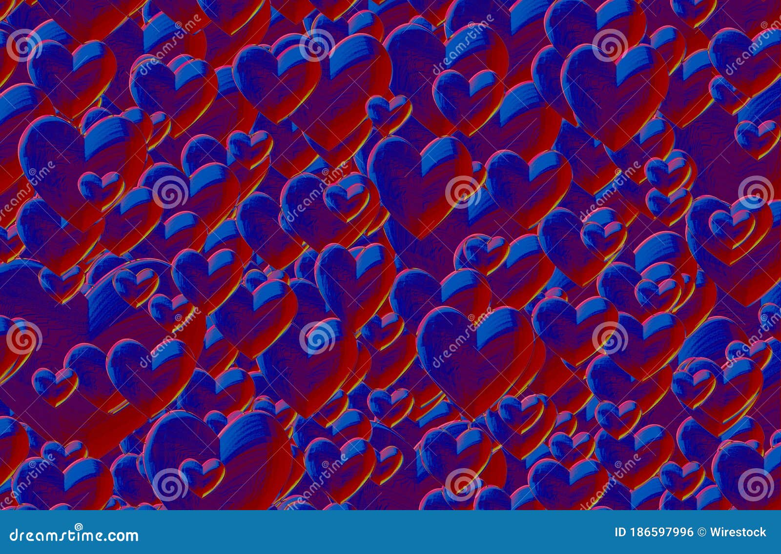 Illustration with Red and Blue Heart Shapes Stock Illustration ...