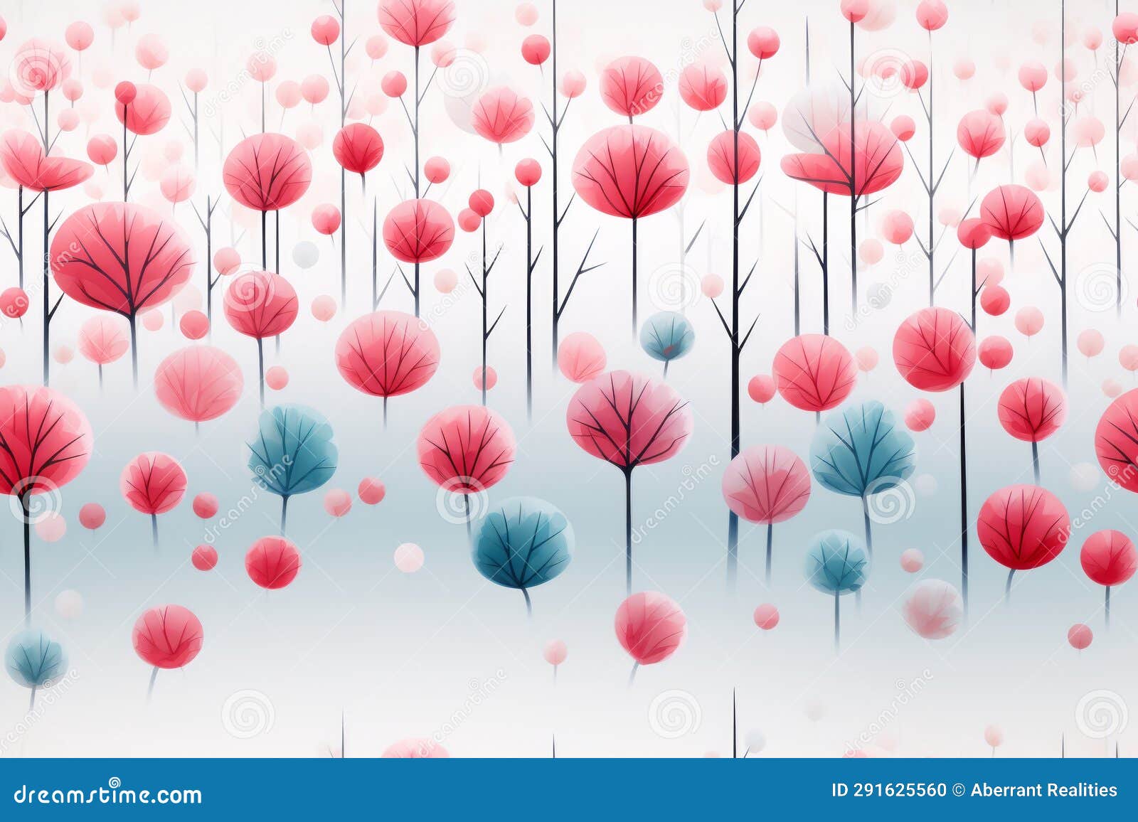 An Illustration of Red and Blue Trees on a White Background Stock ...