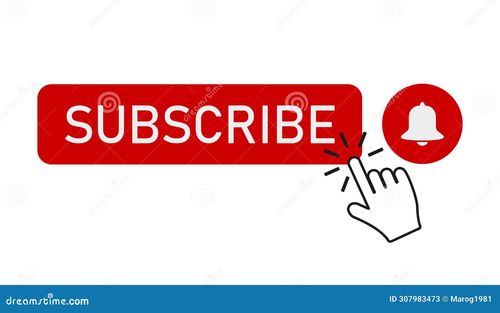 Illustration of Red Buttons with Subscribe Button and Notification Bell ...