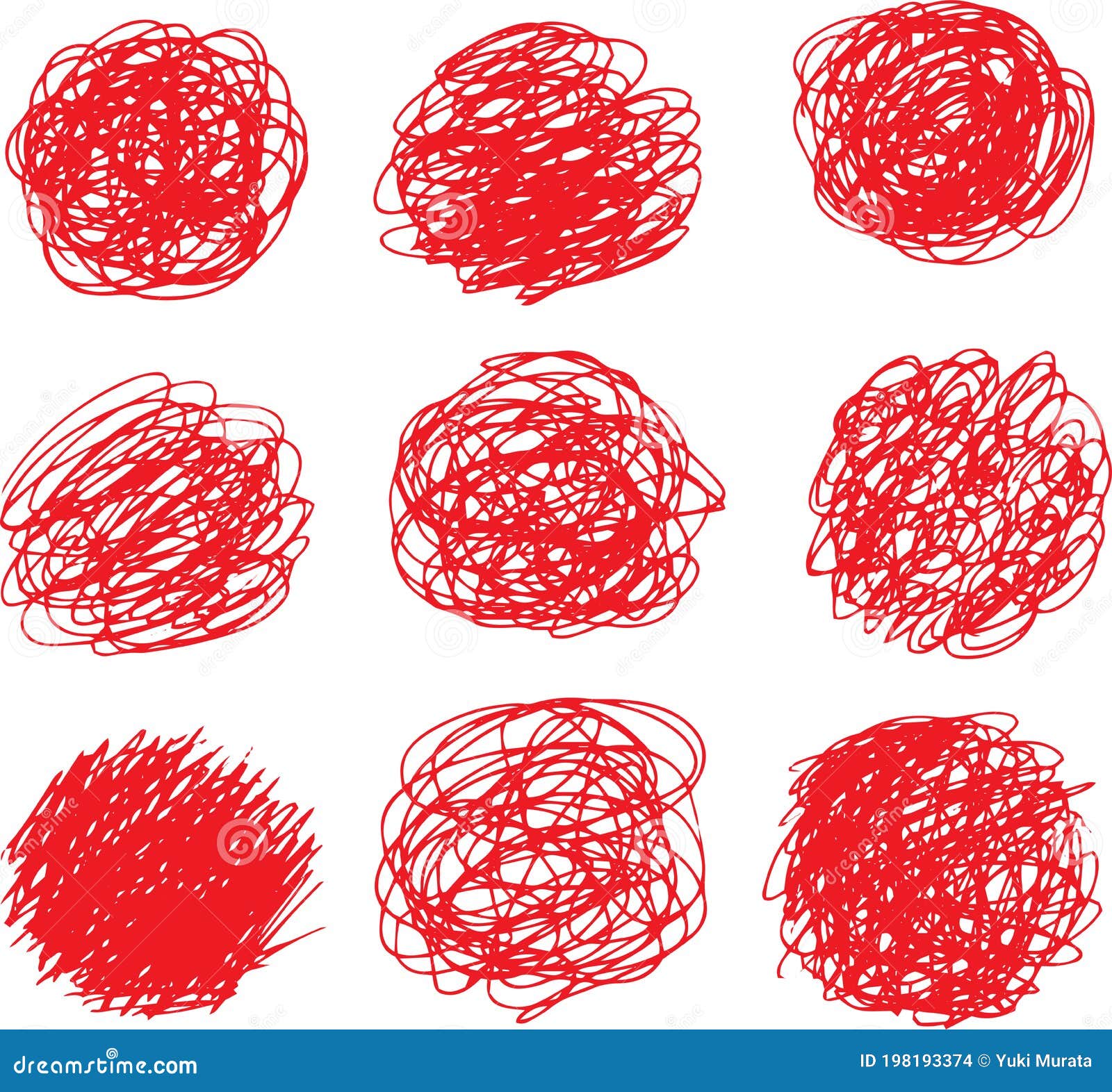 Illustration of a Red Circle of Scribble Vigorously Set Stock Vector ...