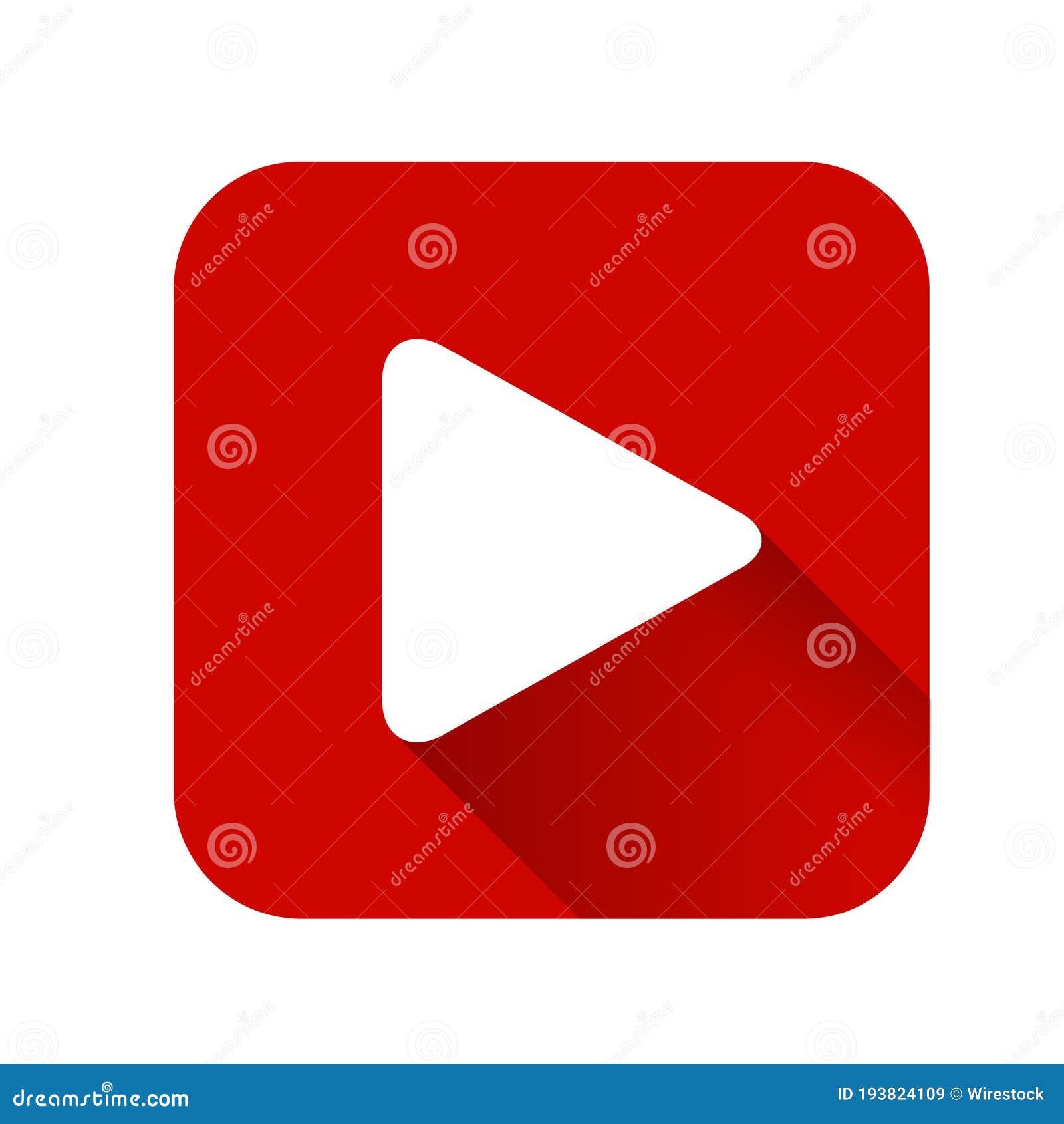 Red And White Play Button Icon Black And White Cartoon Vector ...