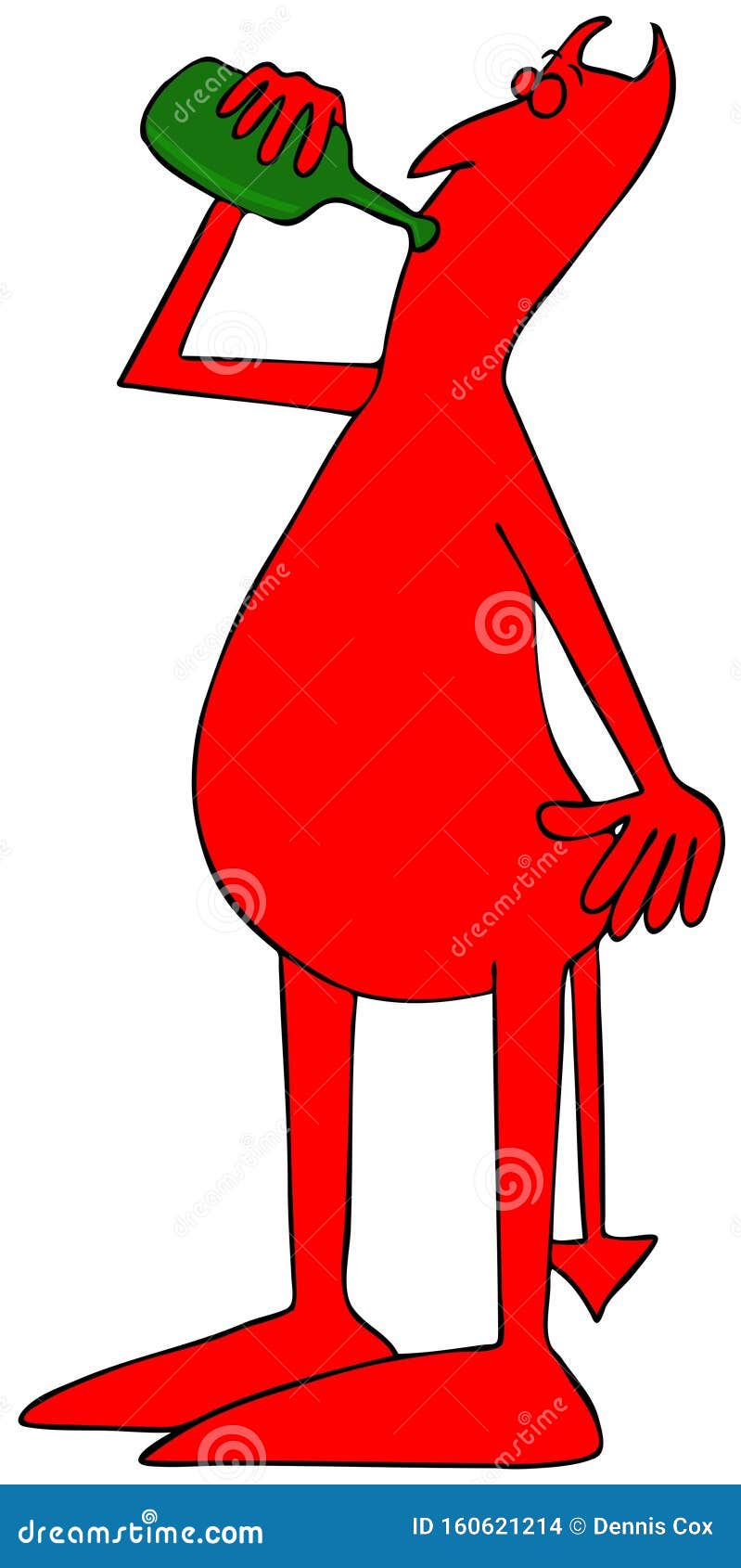 Red Devil Drinking from a Wine Bottle Stock Illustration - Illustration ...