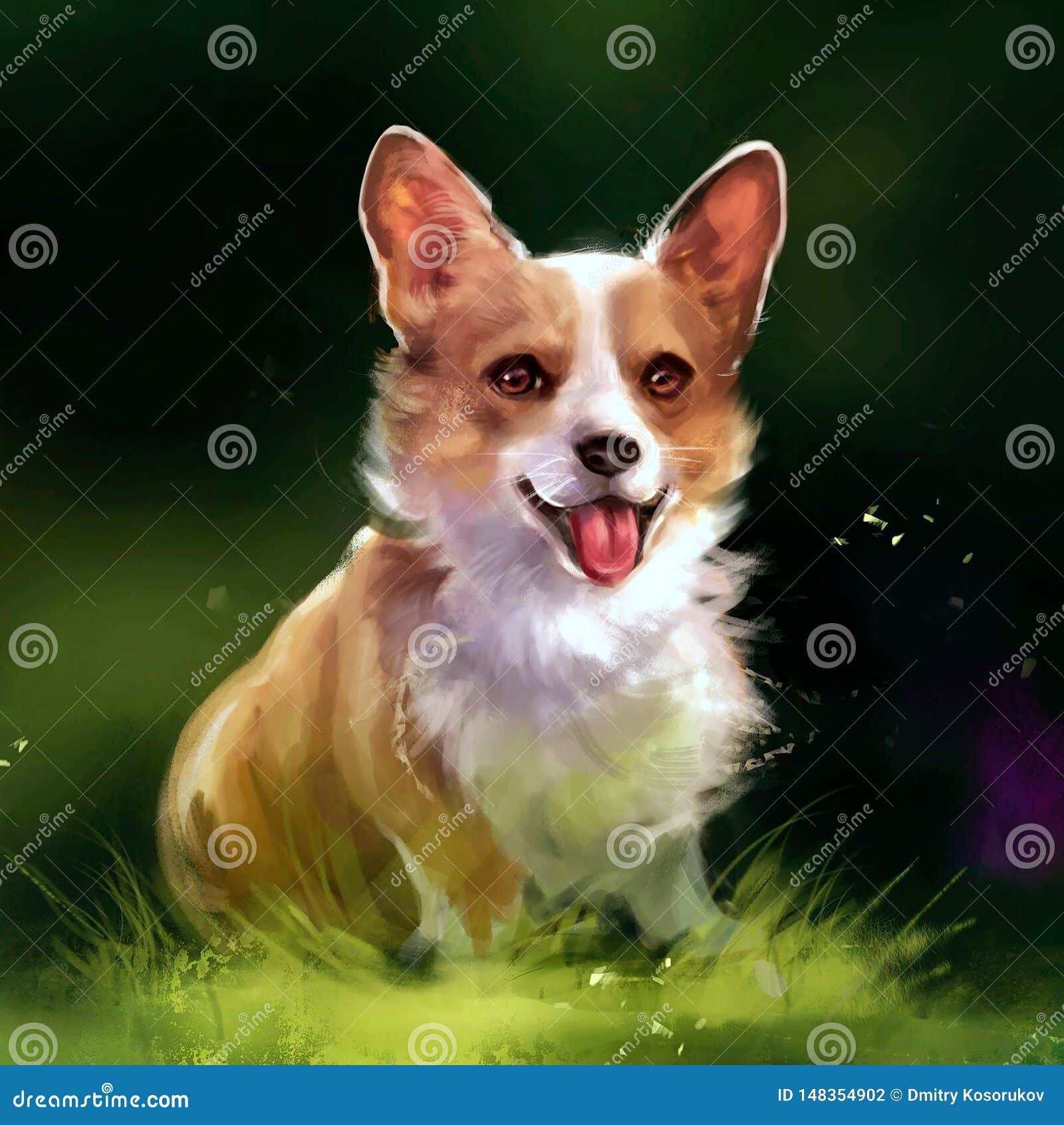 Illustration of Red Dog on the Grass Stock Illustration - Illustration ...