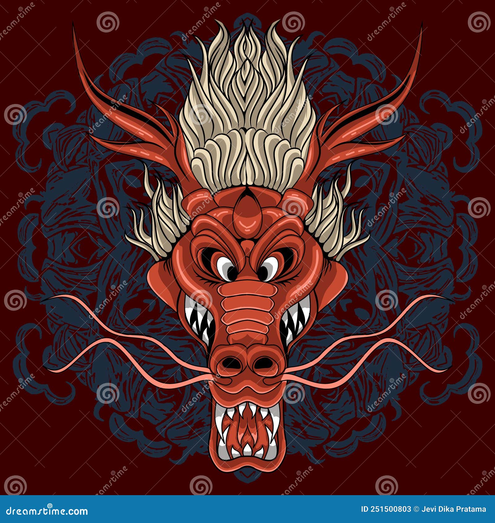 Illustration of Red Dragon Head Stock Illustration - Illustration of ...