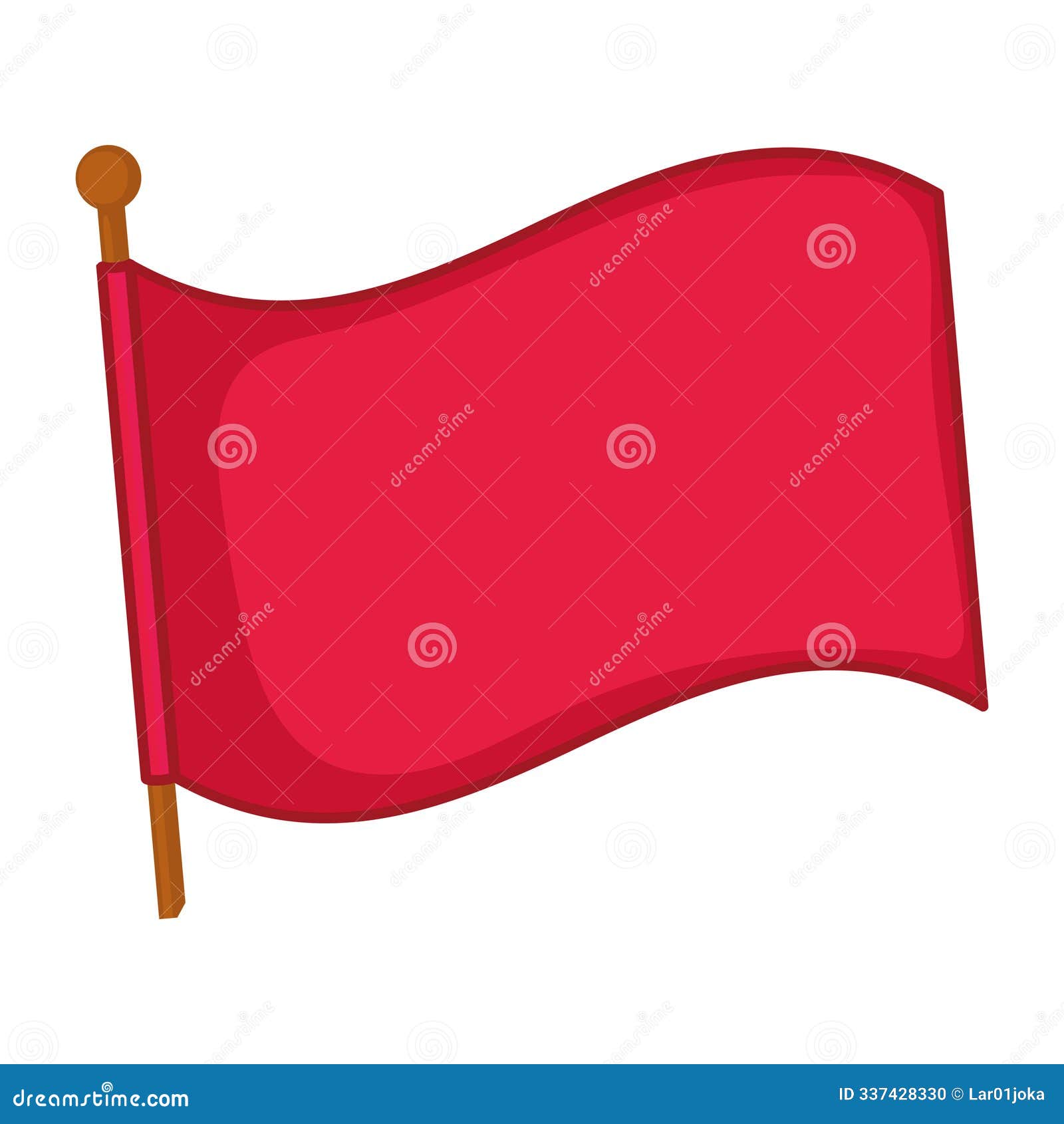 Red Flag Waving on a Pole in Simple Design, Vector Stock Illustration ...