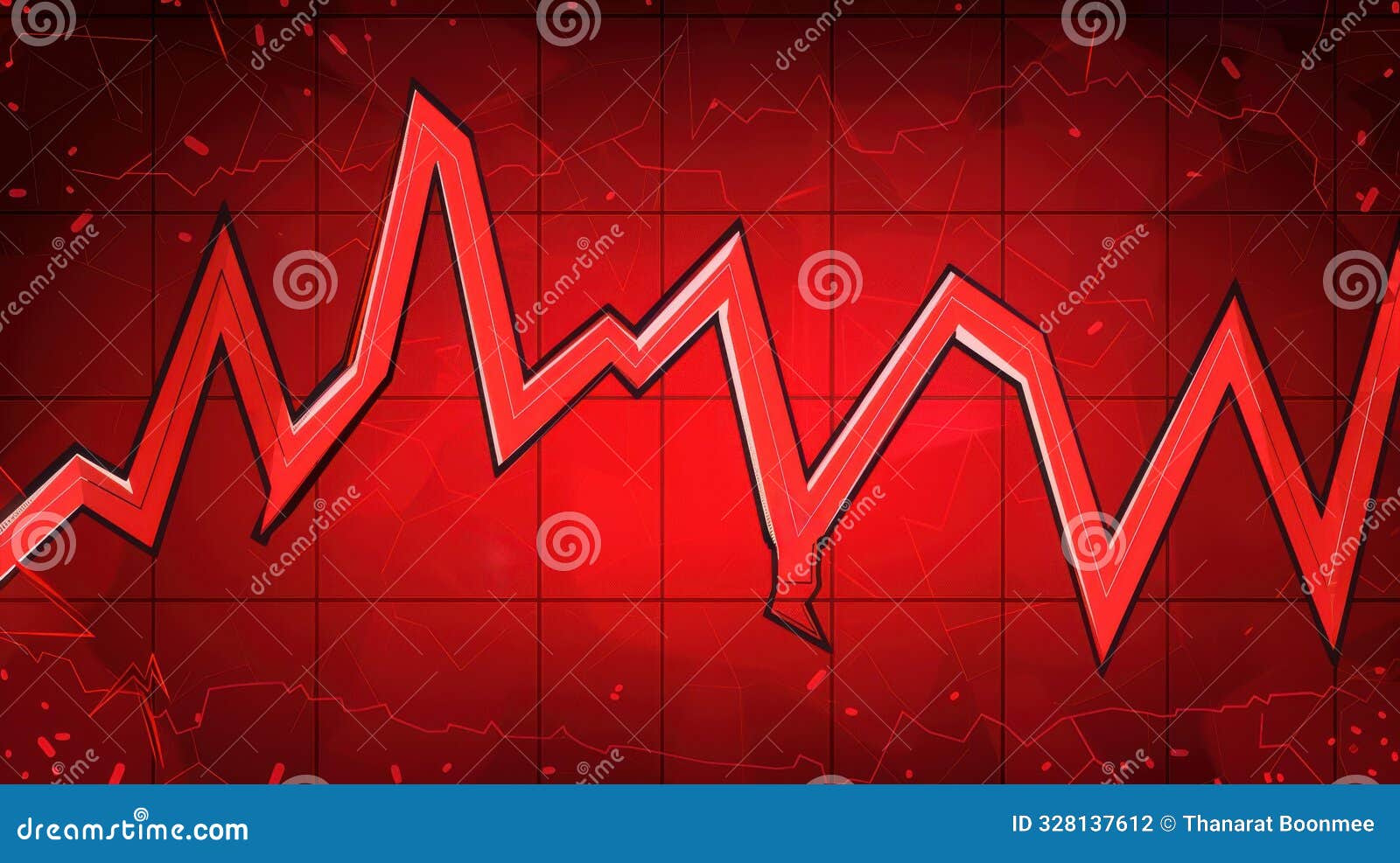 Illustration of a Red Forex Chart Grid Falling Abstractly, Representing ...