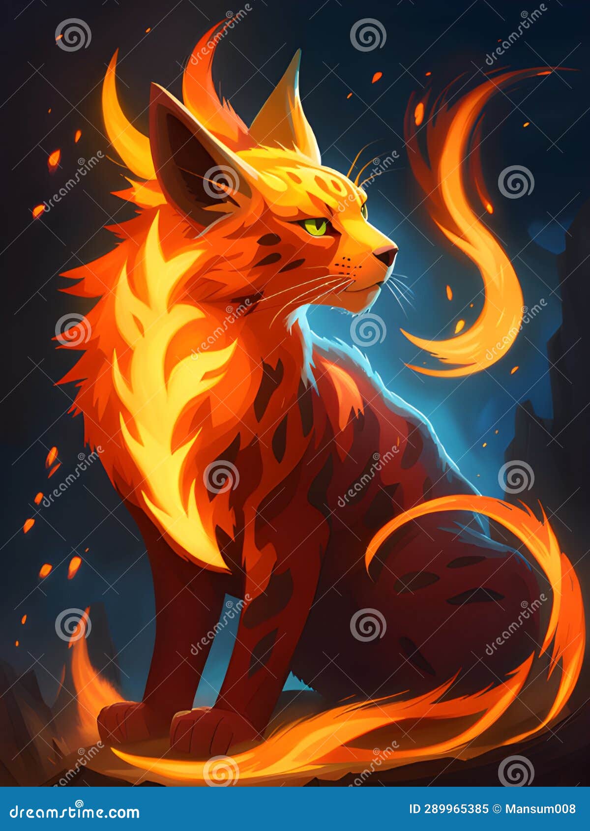 Illustration of a Red Fox with a Glowing Flame, Ai Generated Stock ...