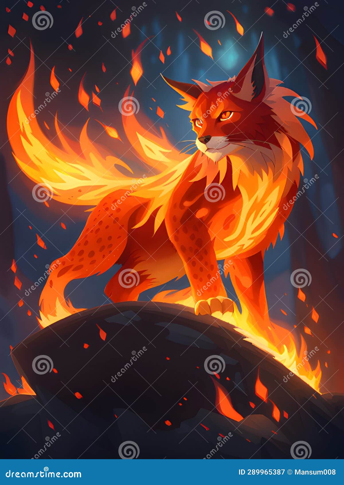 Illustration of a Red Fox with a Glowing Flame, Ai Generated Stock ...