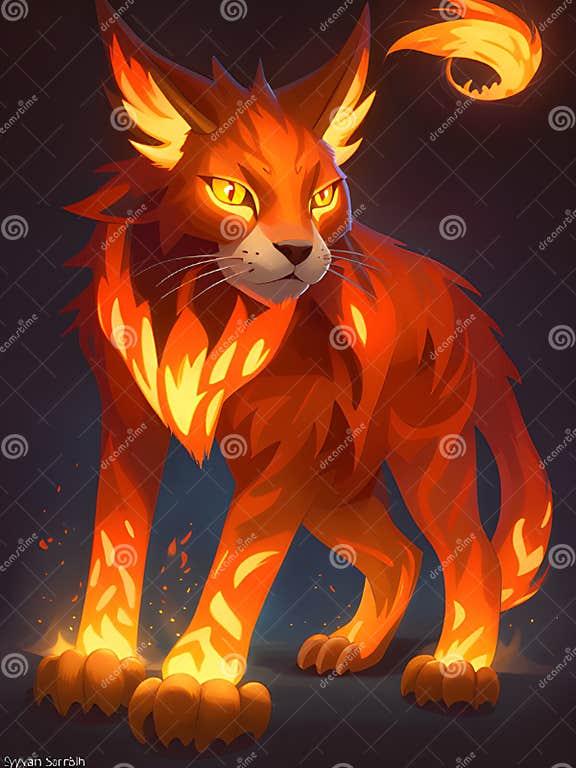 Illustration of a Red Fox with a Glowing Flame, Ai Generated Stock ...