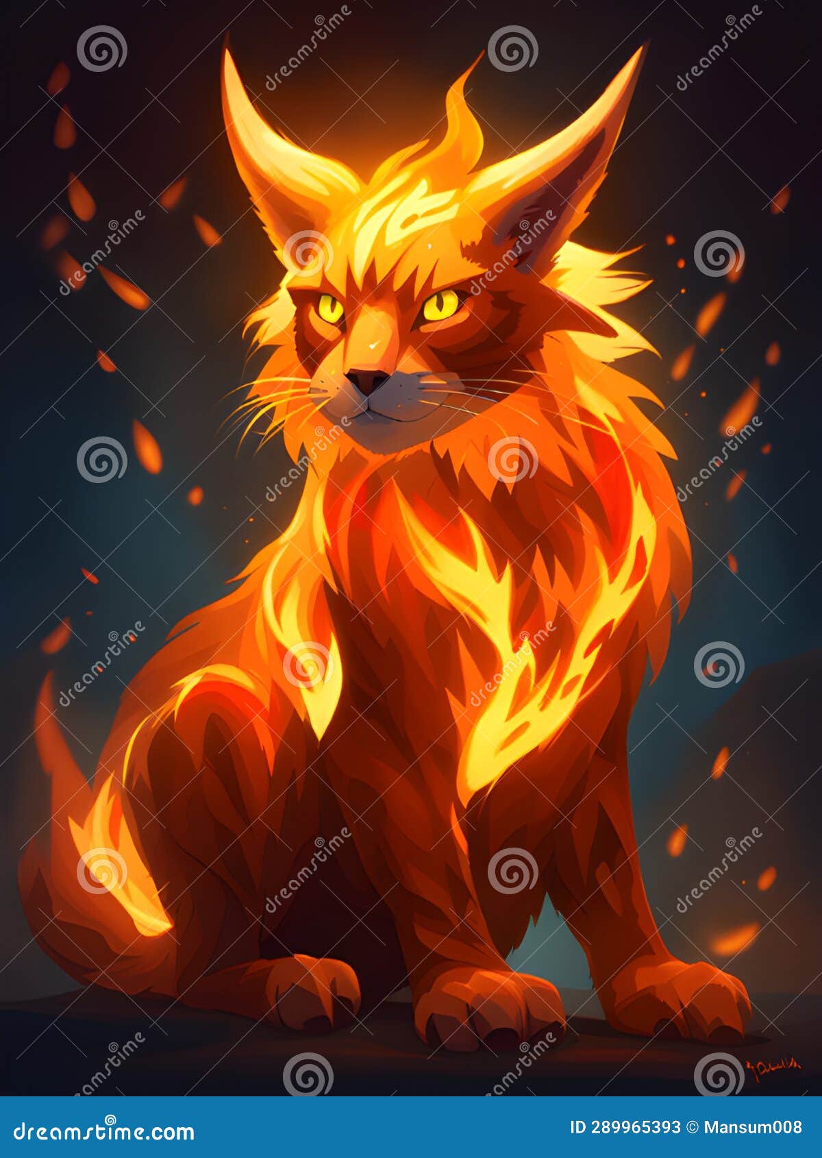 Illustration of a Red Fox with a Glowing Flame, Ai Generated Stock ...