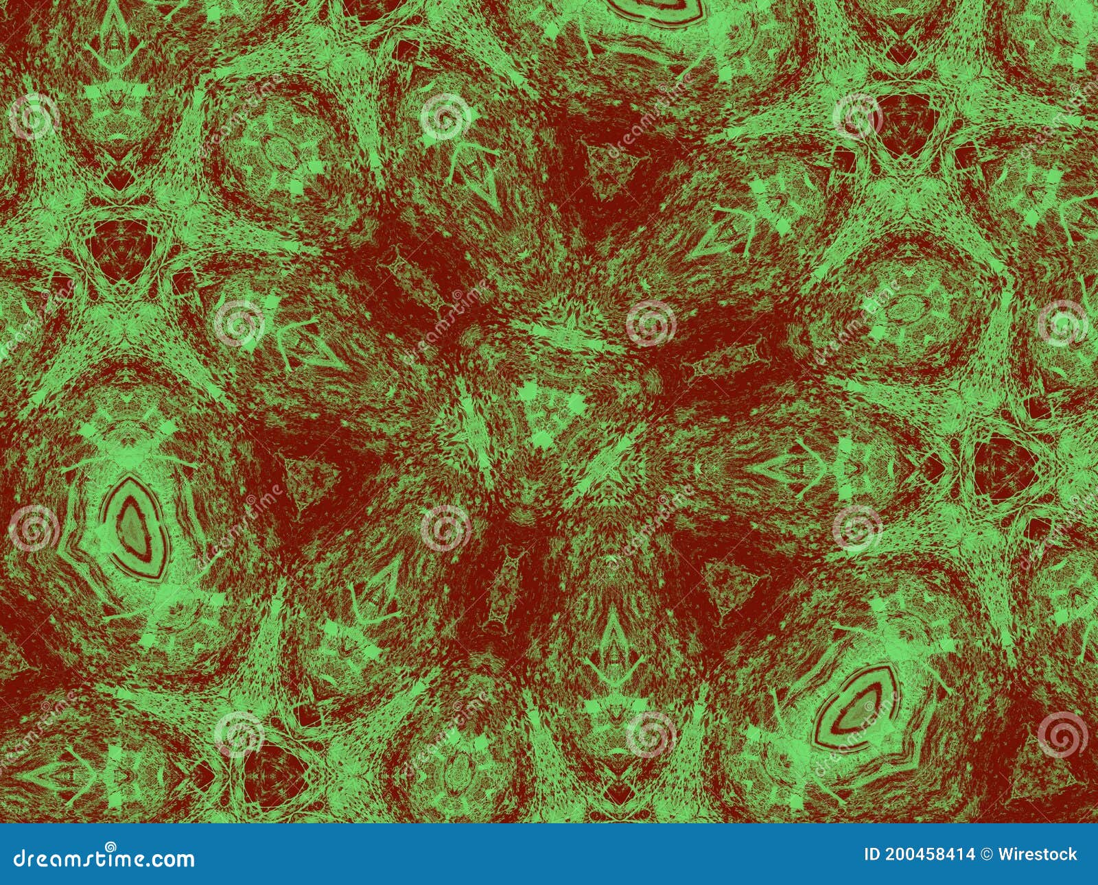 Illustration of Red and Green Abstract Pattern in a Kaleidoscope As a ...