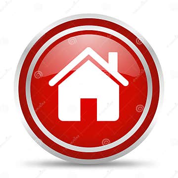 Illustration of Red Home Button Design on a White Background Stock ...