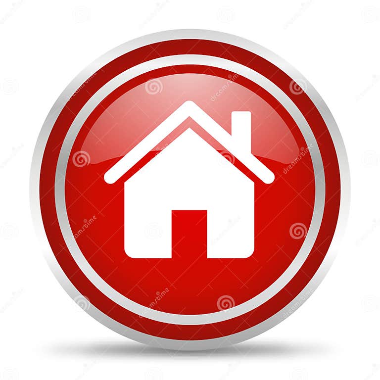 Illustration of Red Home Button Design on a White Background Stock ...