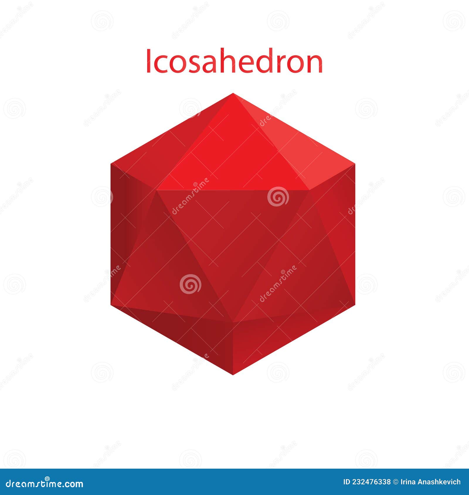 Illustration Of A Red Icosahedron On A White Background With A Gradient ...