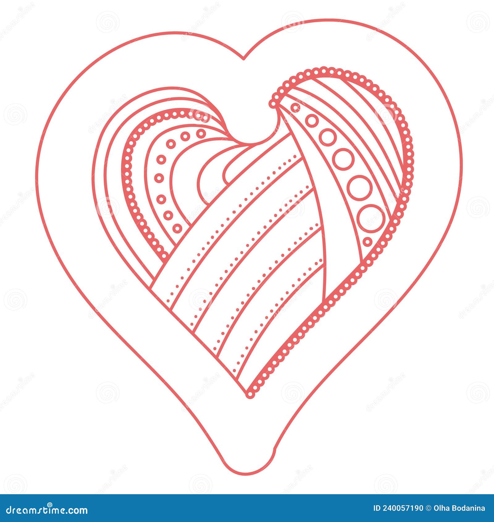 Illustration Red Linear Heart with Patterns, for Valentine S Day. Stock ...