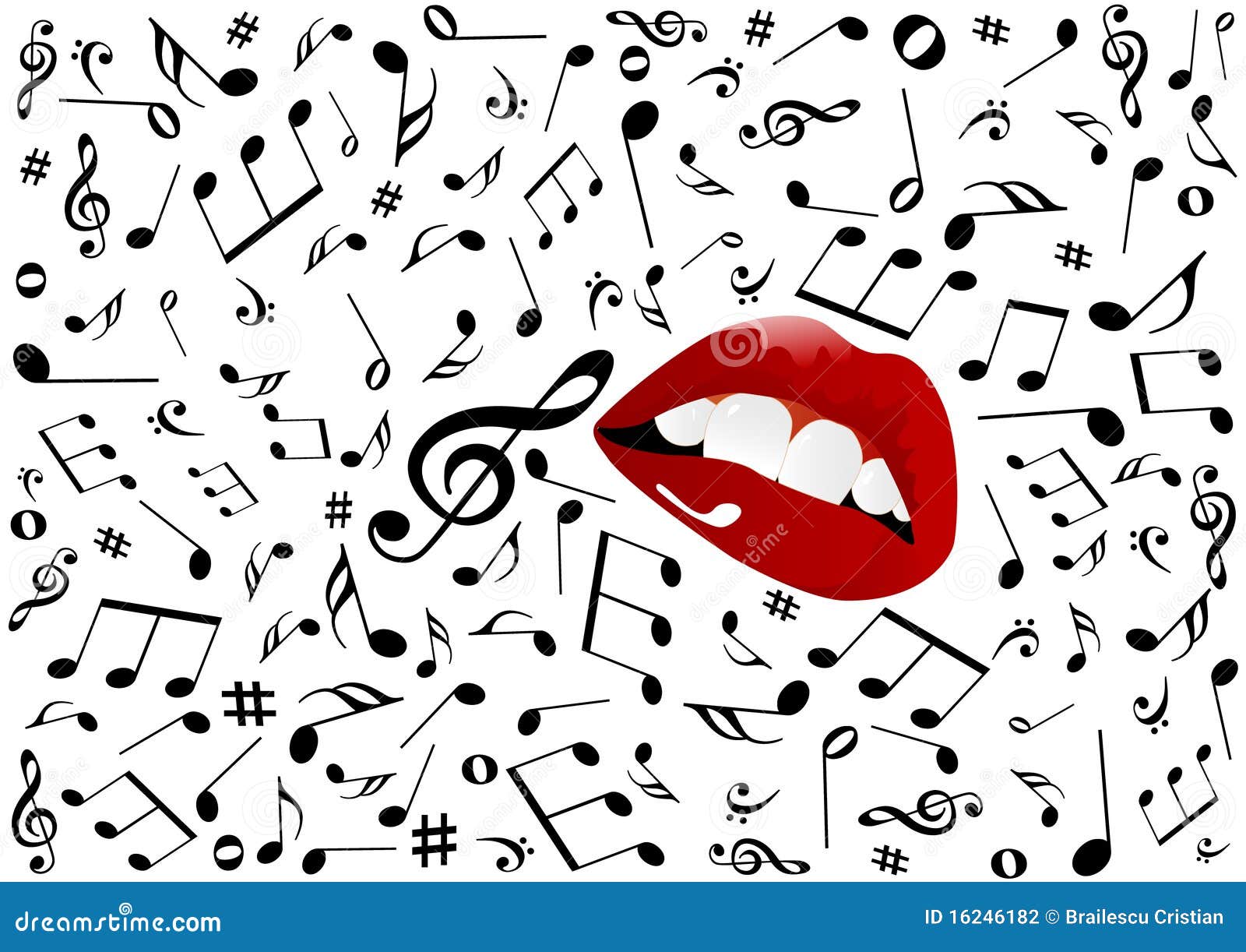 Illustration of Red Lips Singing Stock Vector - Illustration of retro ...
