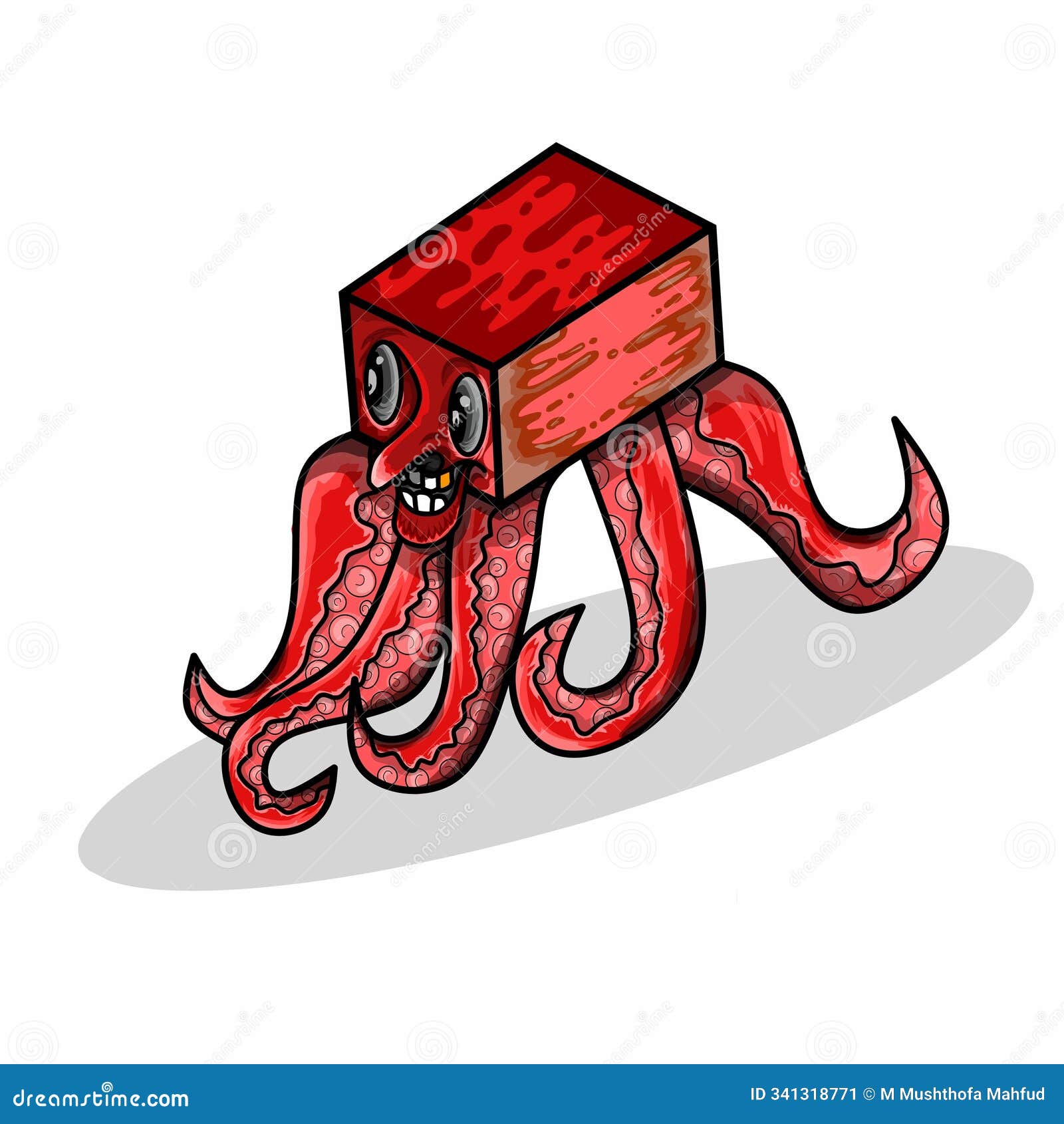Illustration of a Red Octopus on a White Background Stock Illustration ...