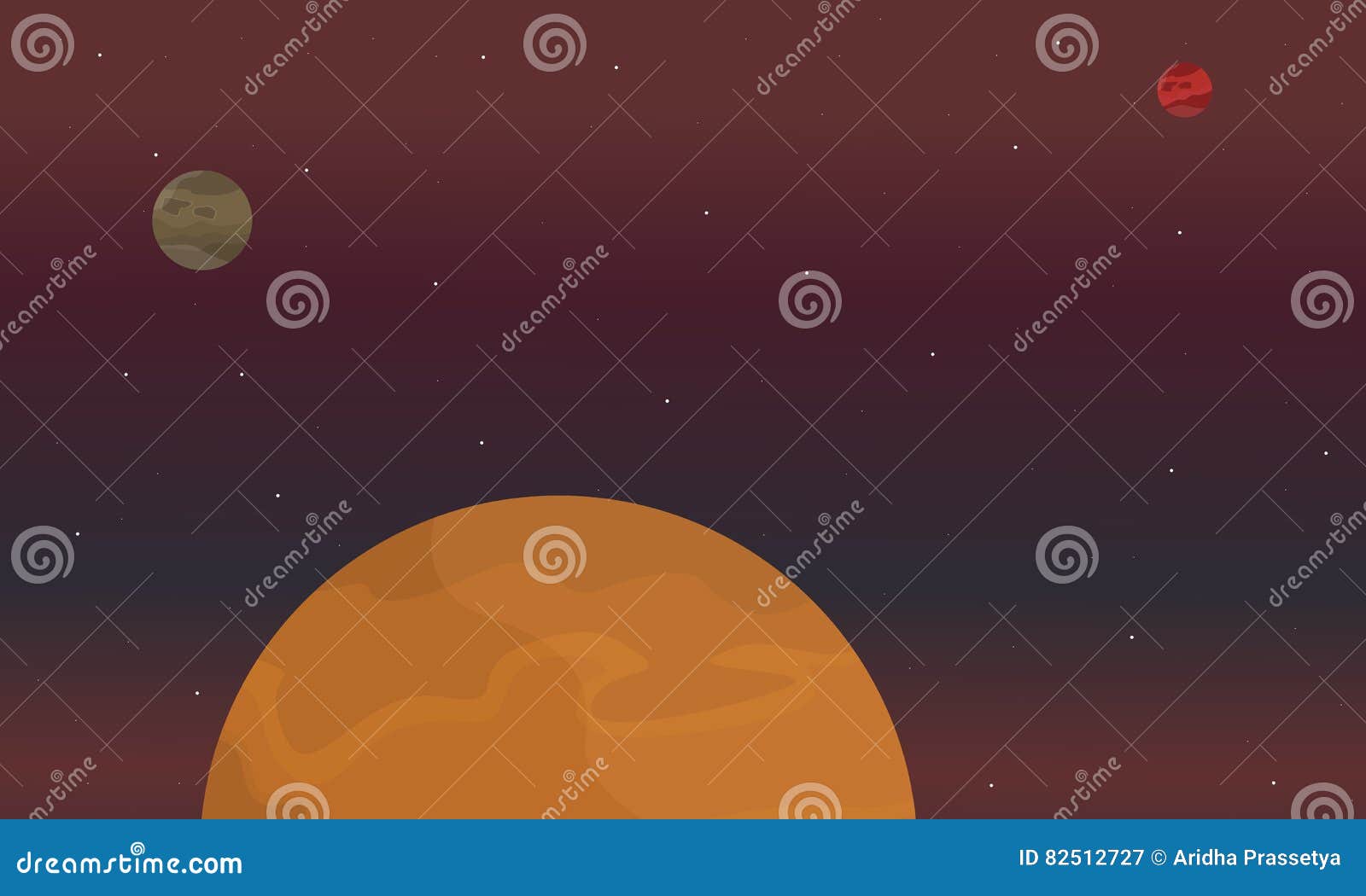 Illustration of Red Planet on Space Landscape Stock Vector ...