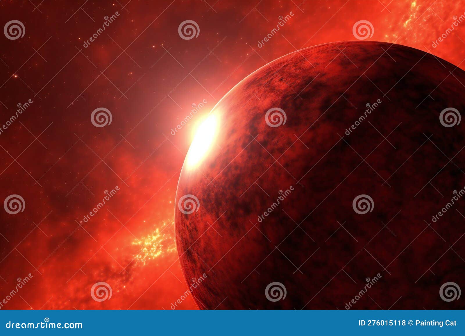 Red Planet in Space with Stars and Nebula Stock Photo - Image of cosmos ...