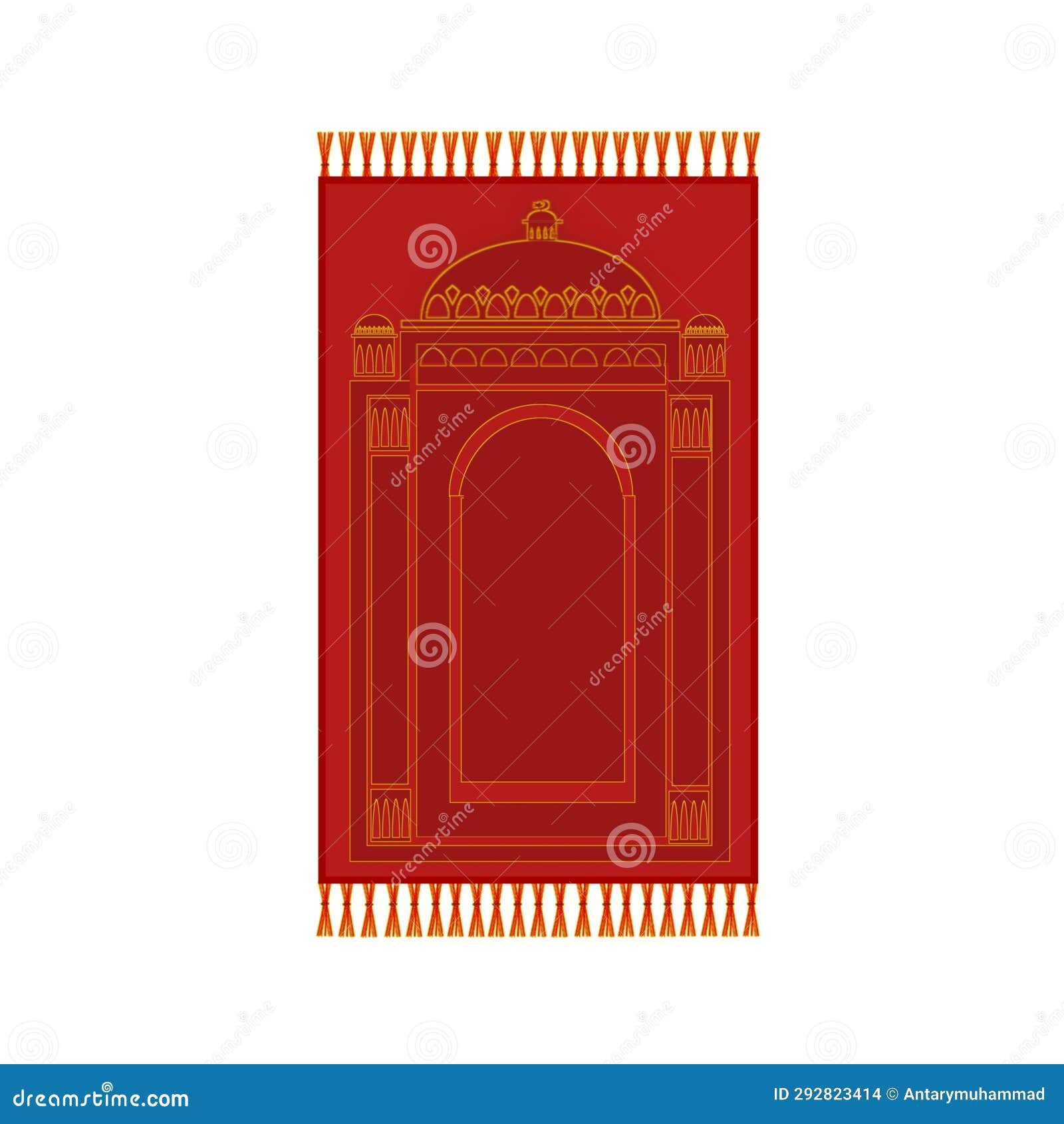 Illustration of a Red Prayer Mat with a Mosque Motif Stock Illustration ...
