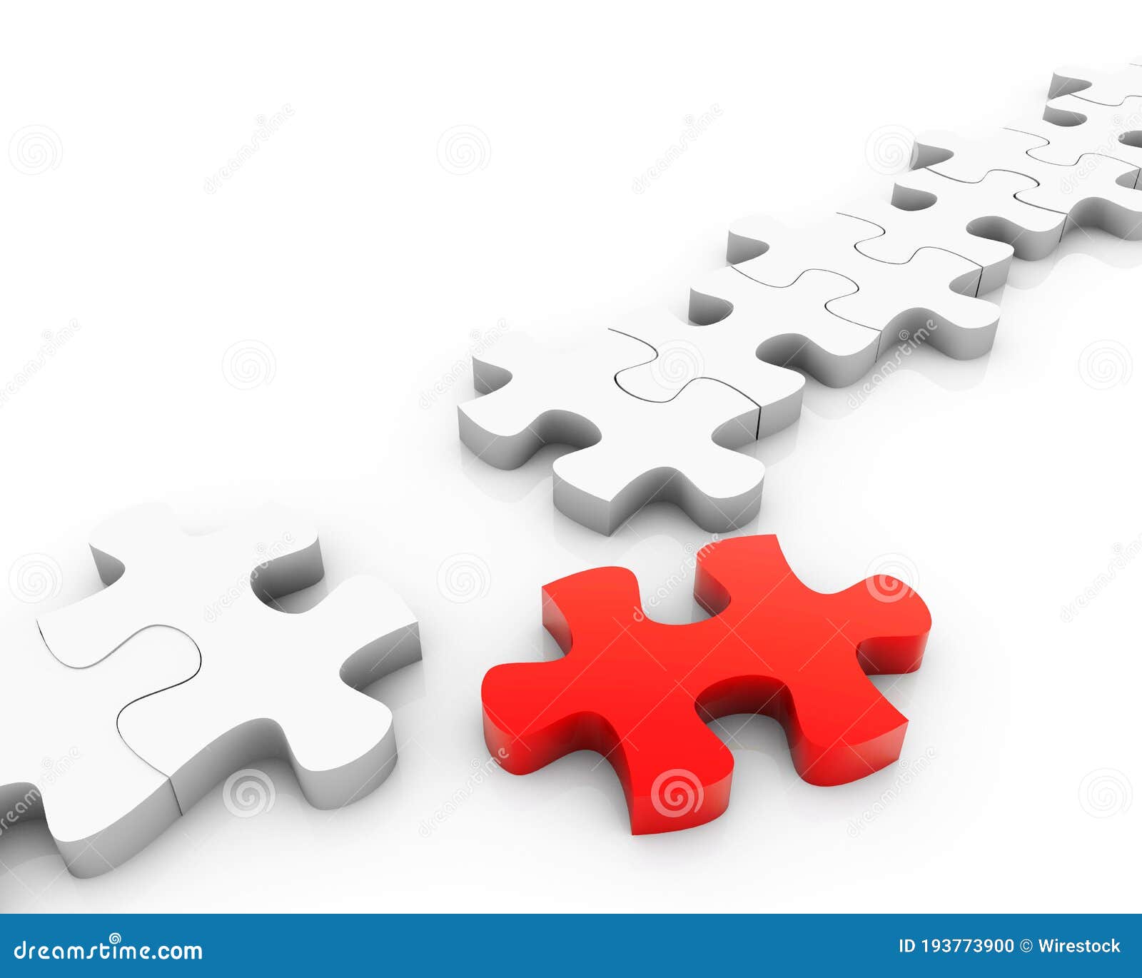 Illustration of a Red Puzzle Piece Missing from the Line with White ...