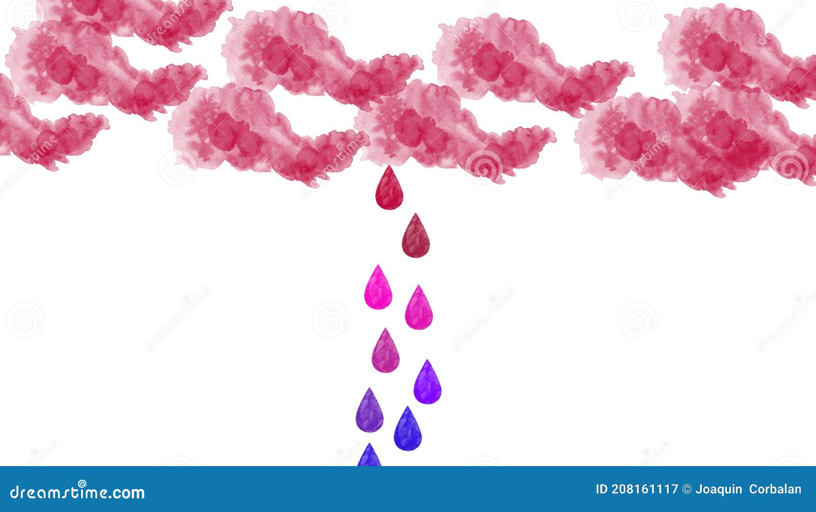 Illustration of Red Rain Clouds with Falling Water Drops, White ...