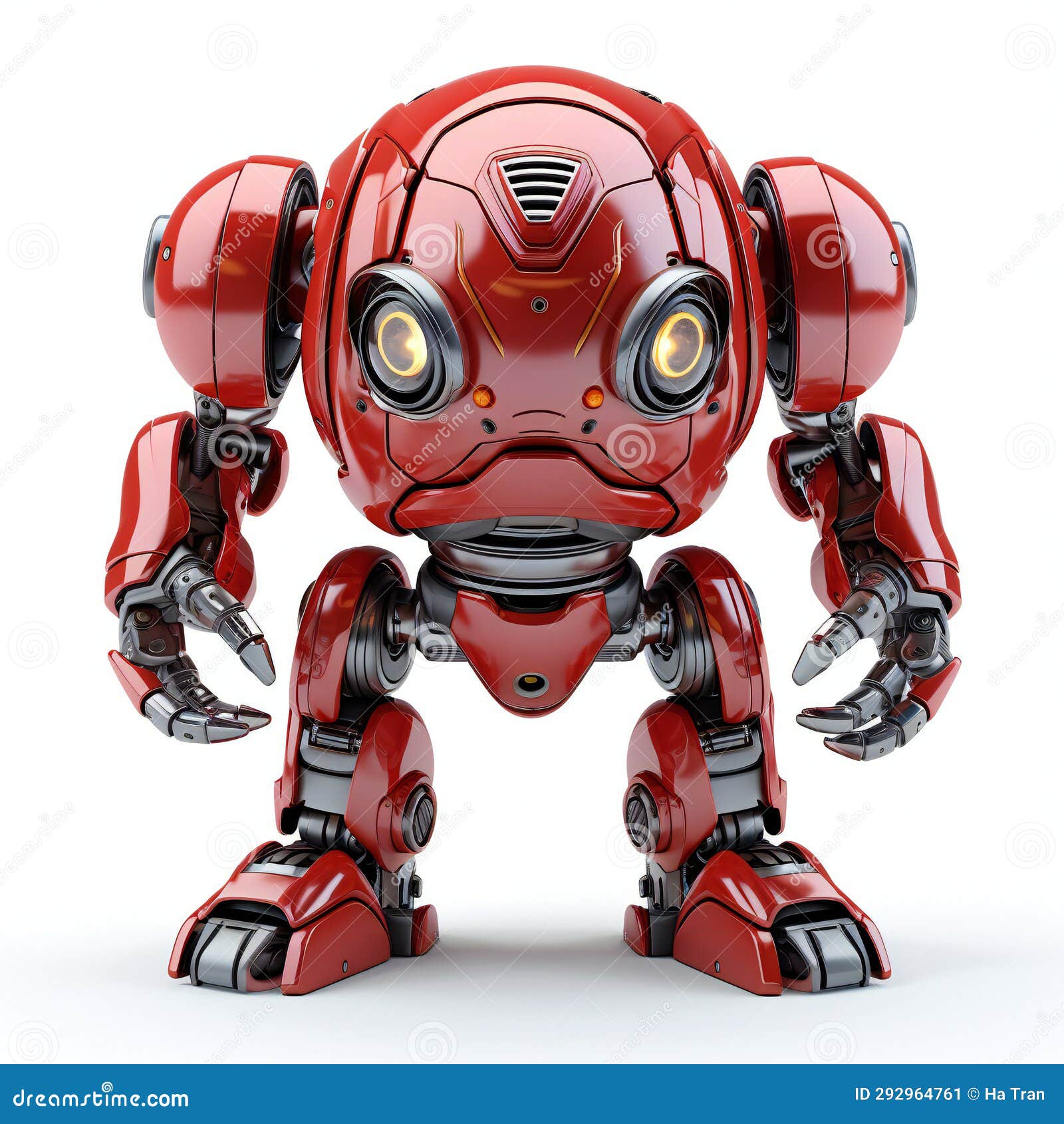 A Red Robot Isolated on White Background Stock Illustration ...