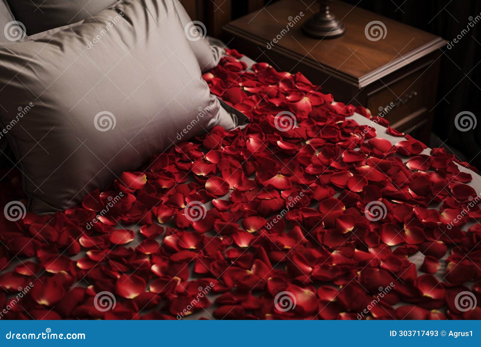 Illustration of Red Rose Petals on the Bed. Generative AI Stock ...