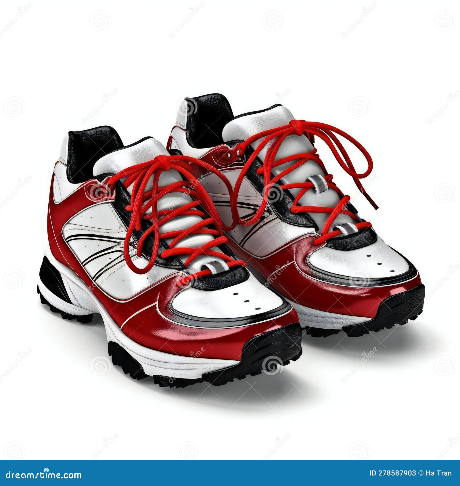 Red Running Shoes Isolated on White Background with Shadow Stock ...