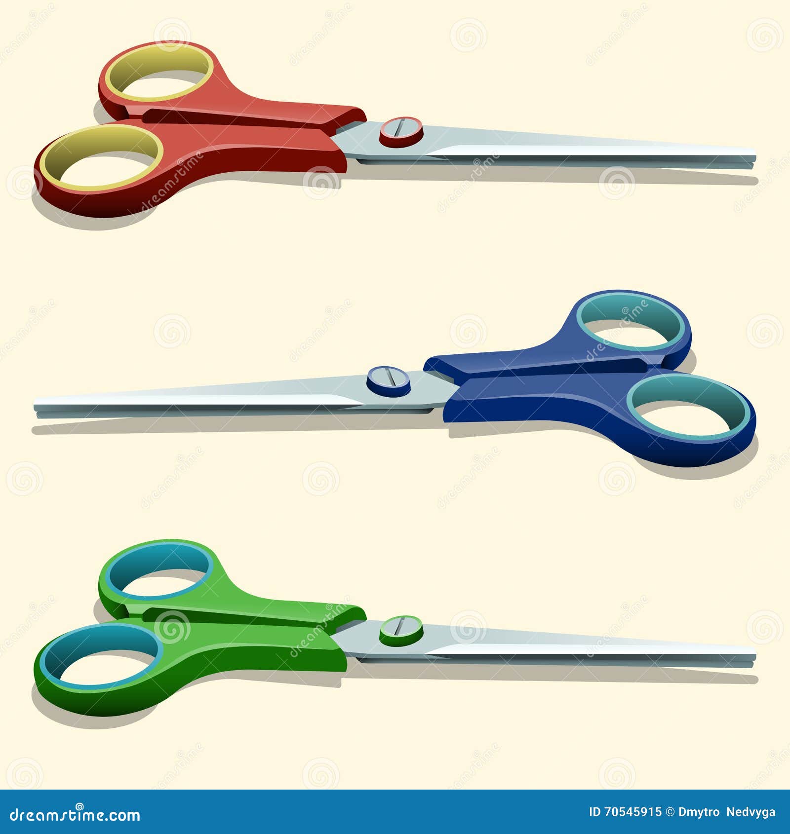 Illustration of Red Scissors, Blue Scissors and Green Scissors. Stock ...