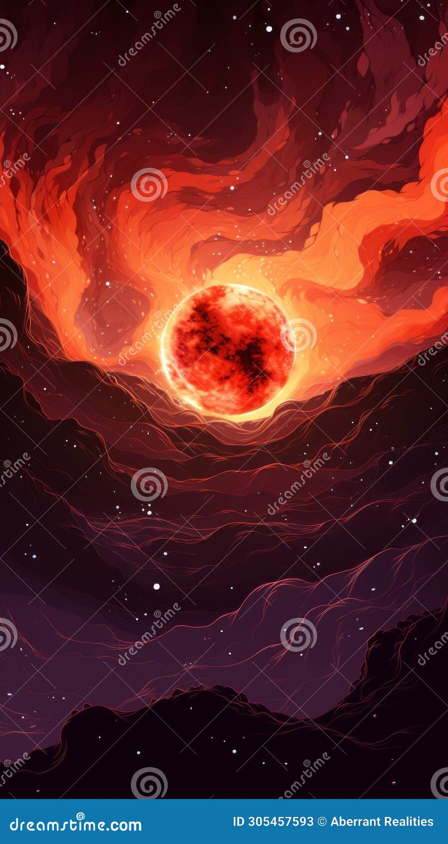 An Illustration of a Red Star in the Sky Stock Illustration ...