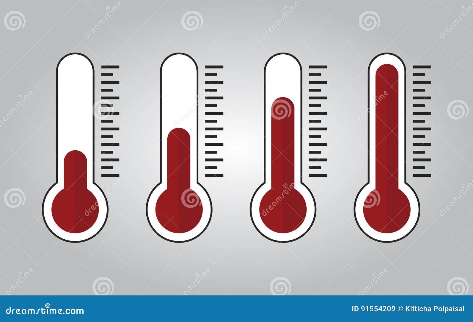 Illustration of Red Thermometers with Different Levels Stock Vector ...