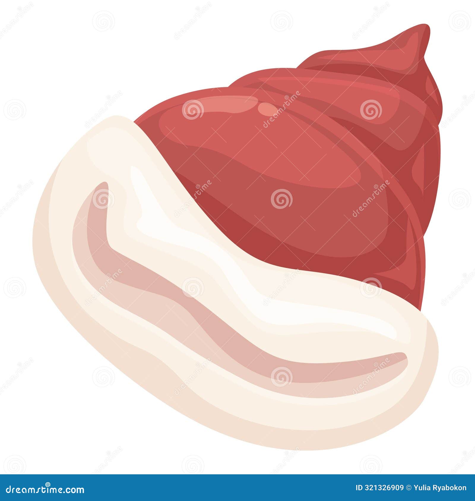 Red Whelk Shell Lying On White Background Showing Its Mantle Cartoon ...