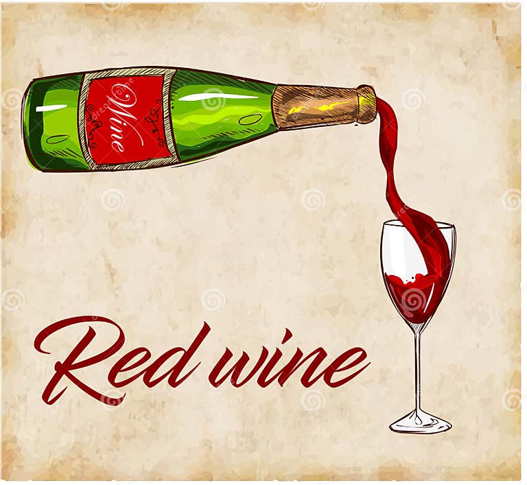 Illustration of a Red Wine Pouring Stock Vector - Illustration of ...