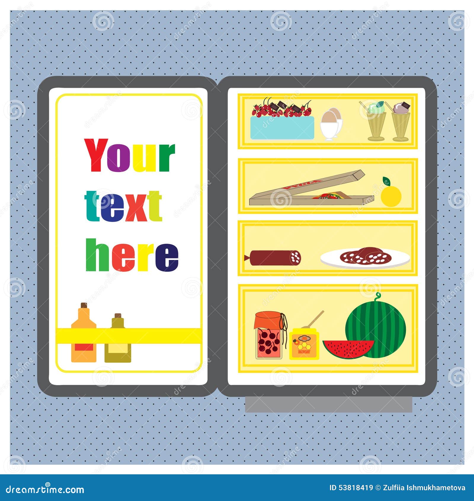 Refrigerator With Food Icons Infographic Elements Vector Illustration ...