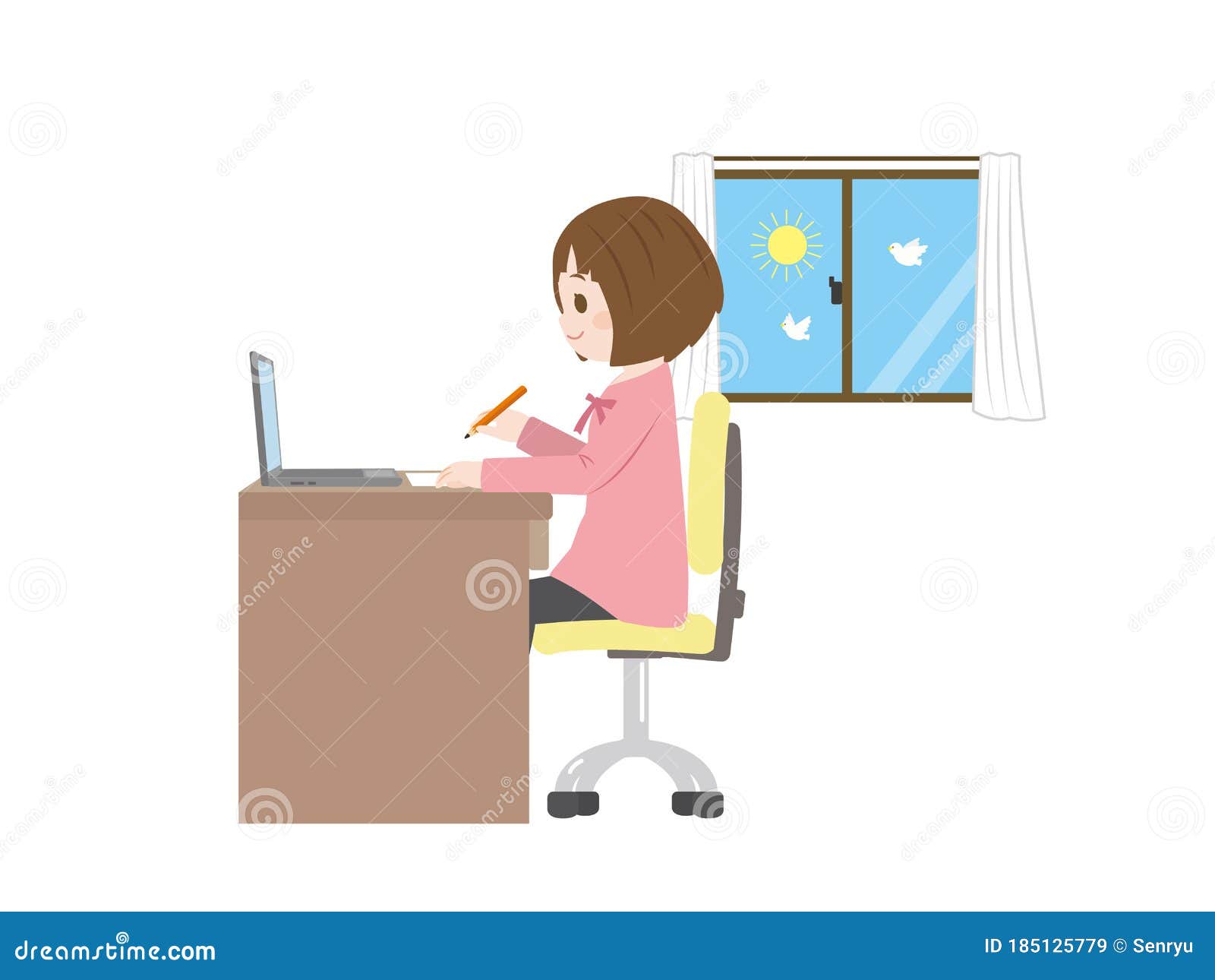 Remote learning stock vector. Illustration of school - 185125779
