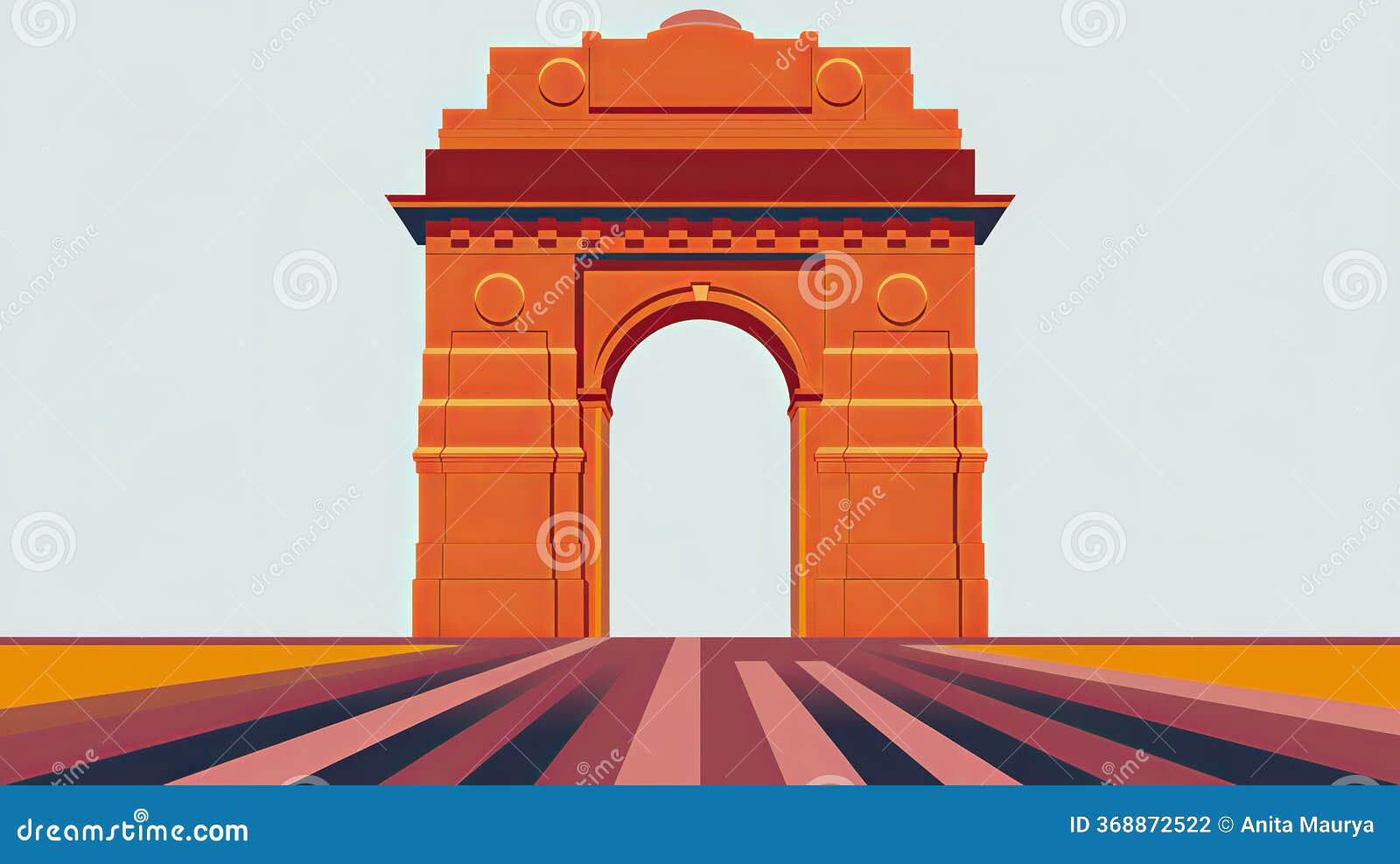 Indian Gate Straight View Vector Illustrations Isolated In White ...