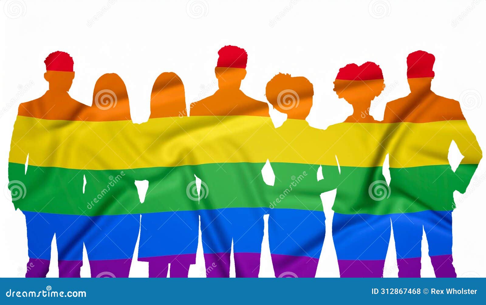 Group of People Colored with a Rainbow Flag Stock Illustration ...