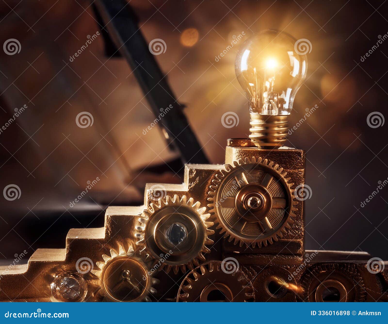 Progress and Development, Featuring Symbols Like a Staircase, Gears ...