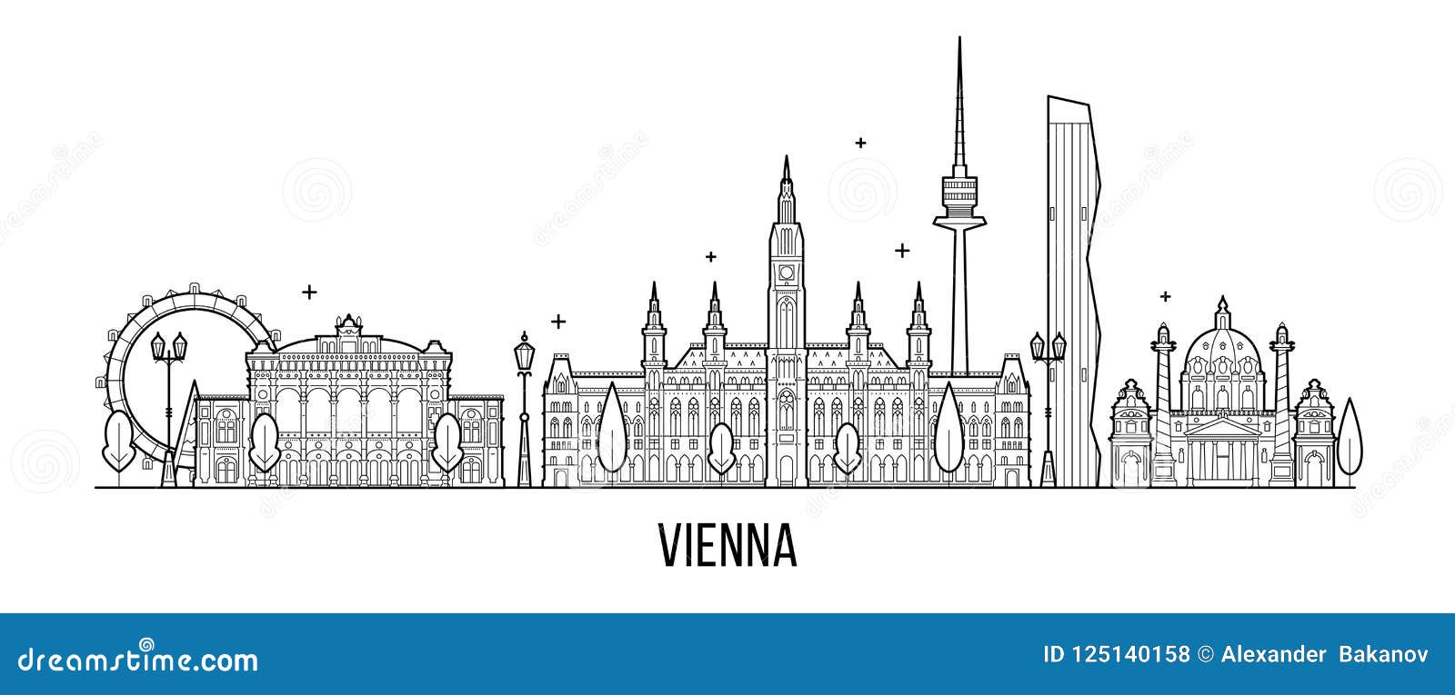 Vienna Skyline, Austria Big City Building Vector Stock Vector ...
