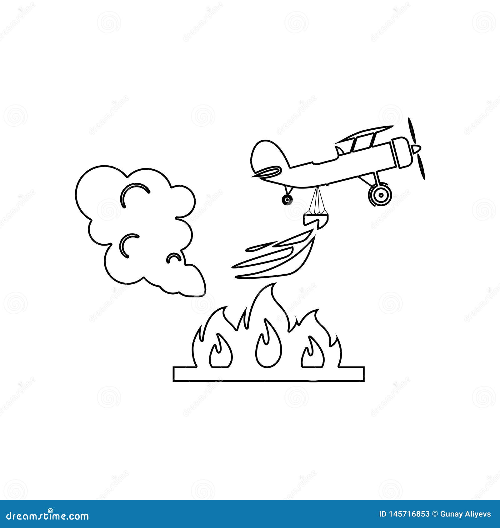 Illustration of Rescue Firefighting Plane in the Air Icon. Element of ...