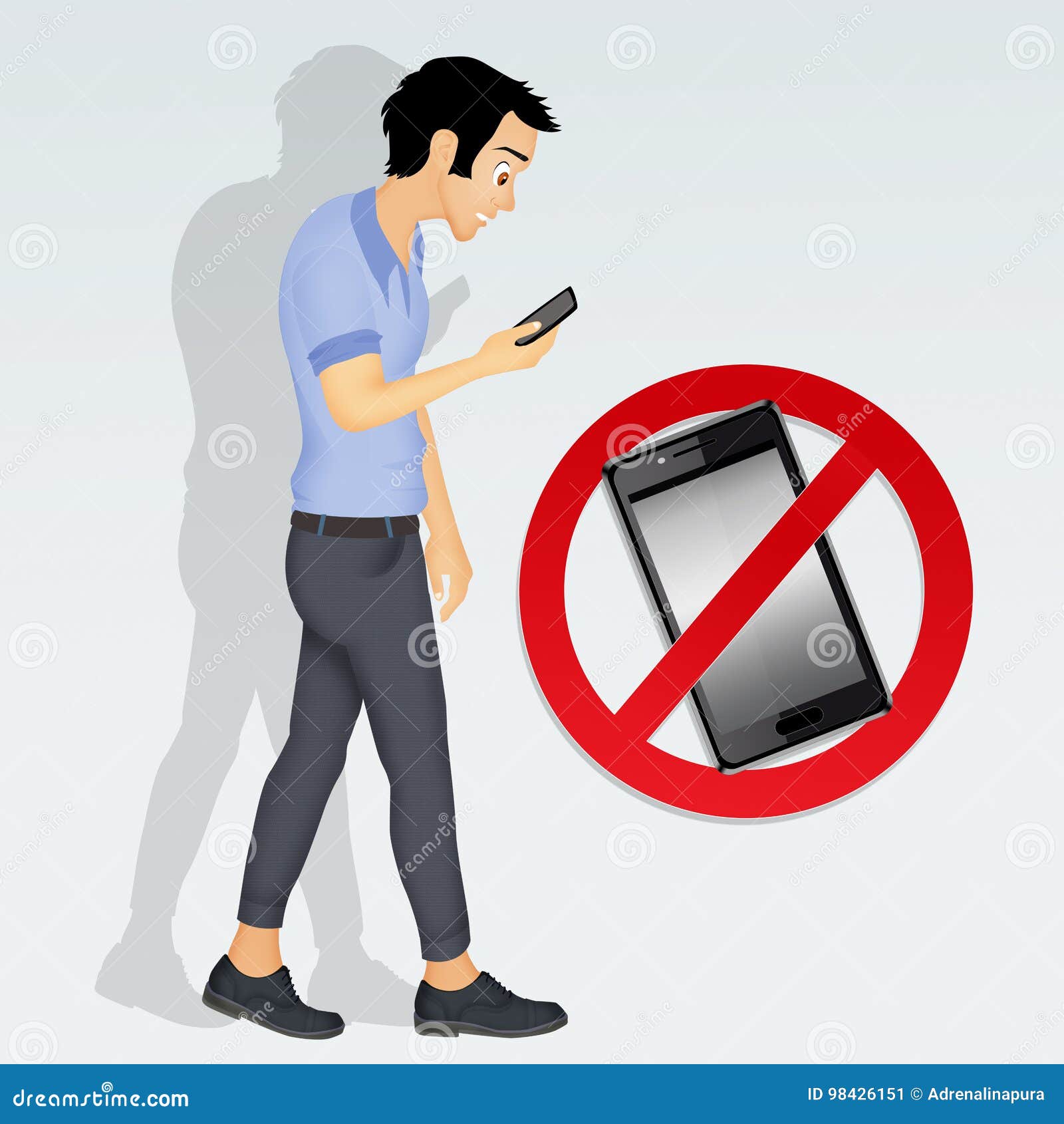 Restrictions on cell phone stock illustration. Illustration of walking ...