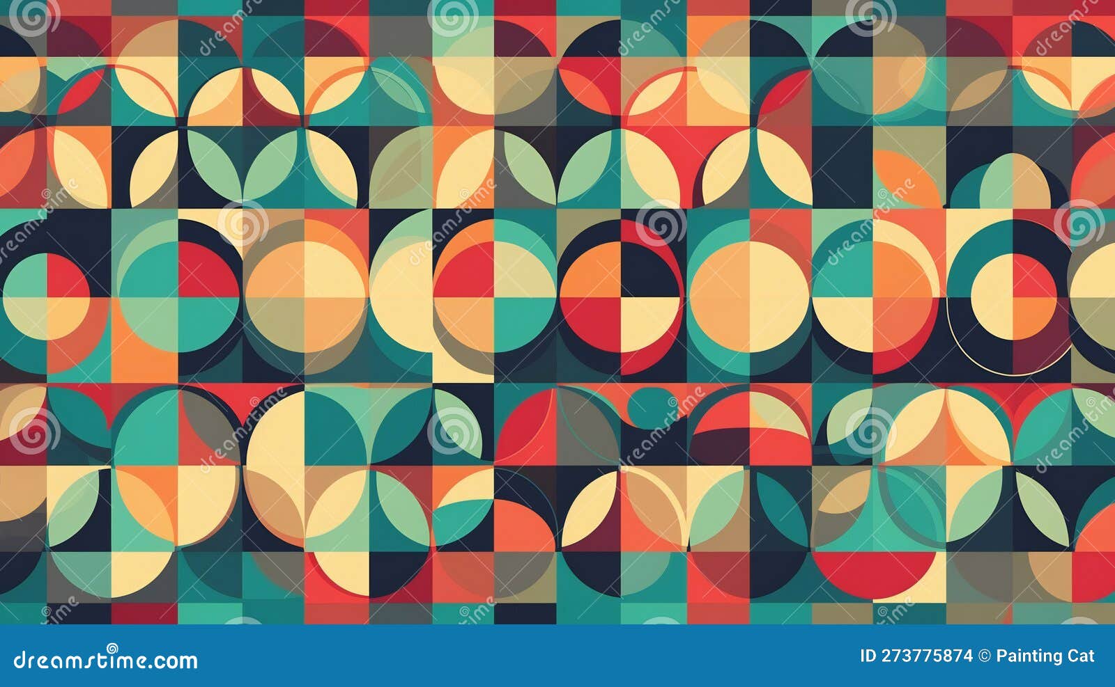 Retro Geometric Pattern with Circles, Seamless Stock Illustration ...