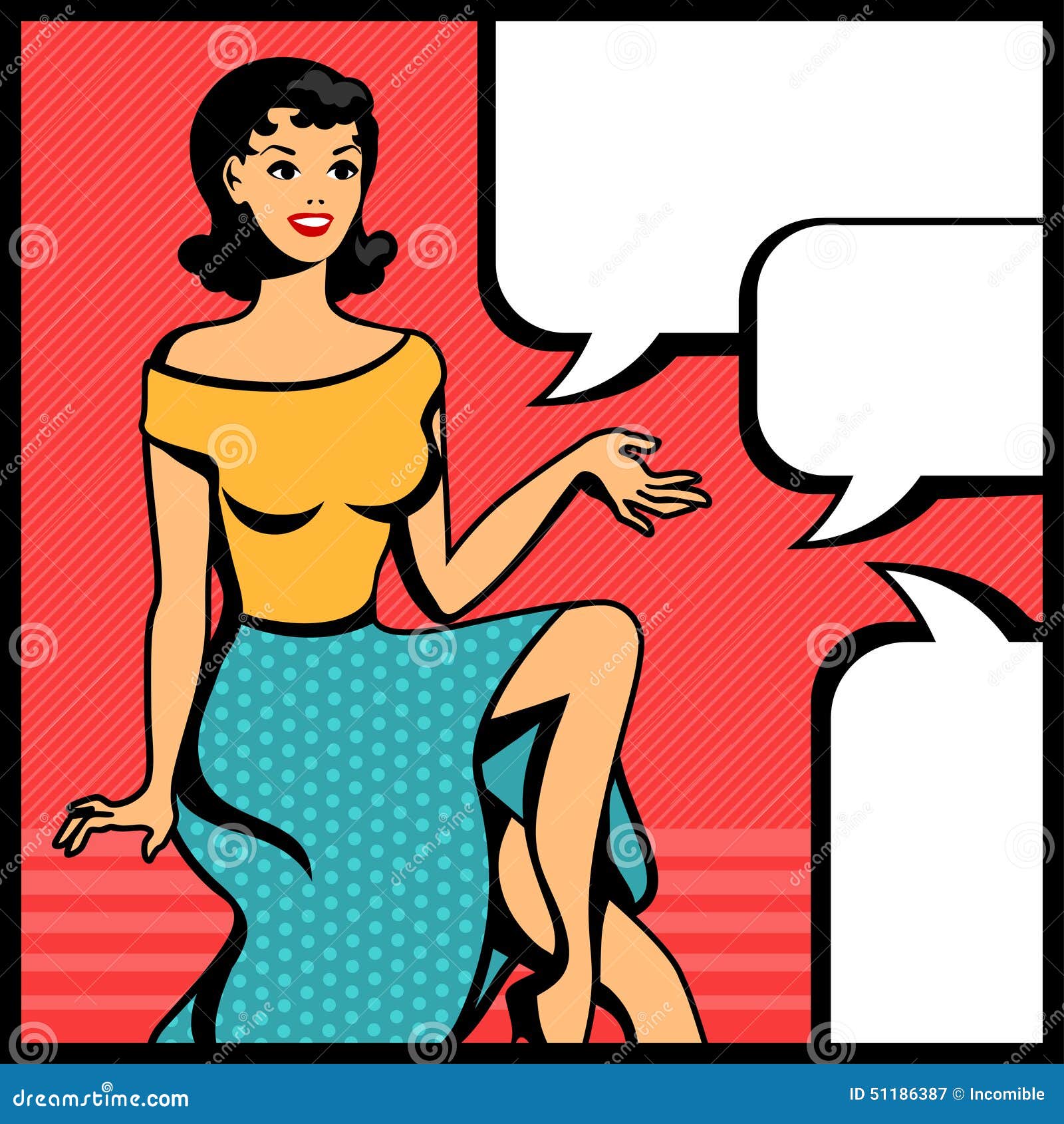 Illustration of Retro Girl in Pop Art Style Stock Vector - Illustration ...