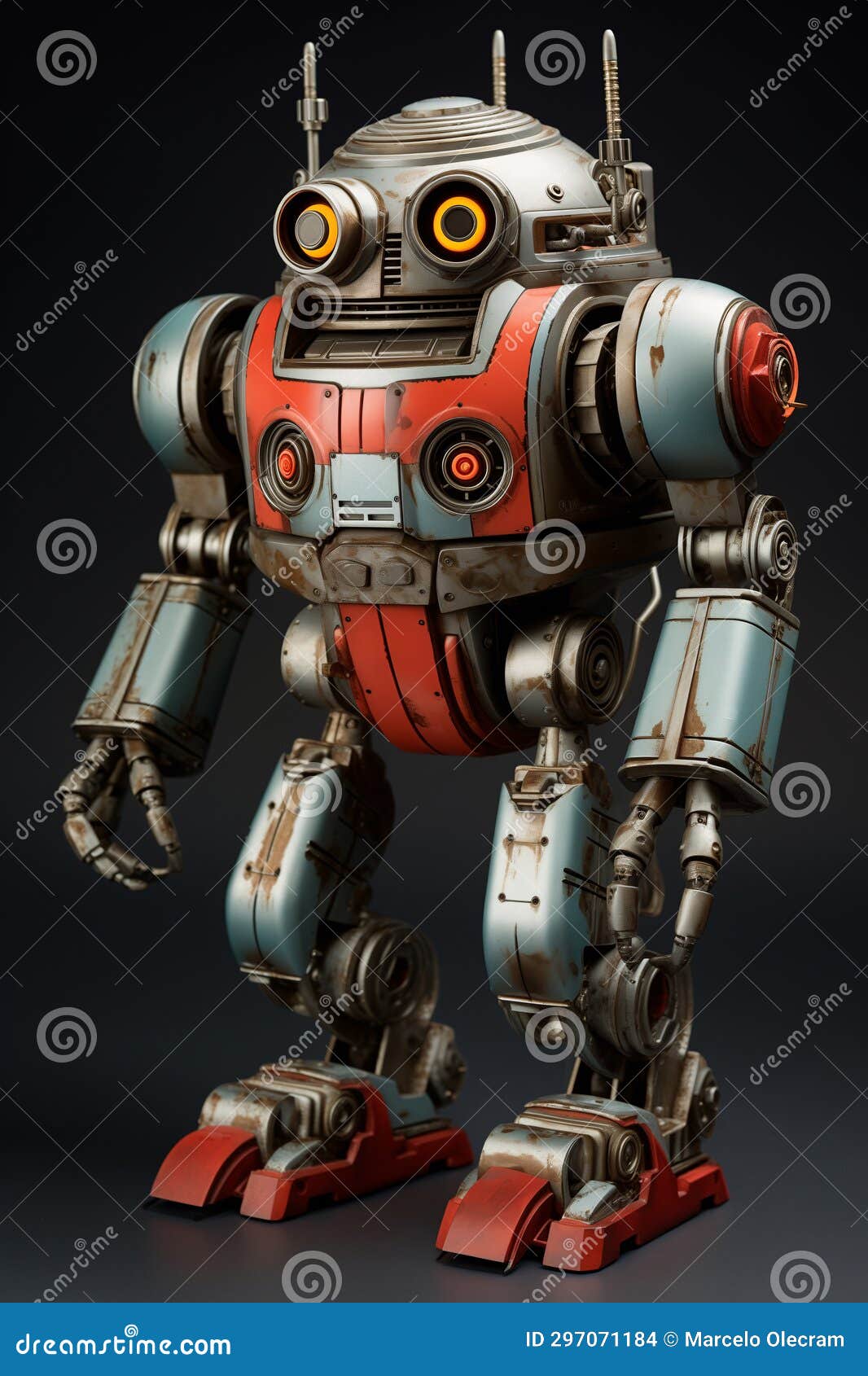 Illustration of a Retrofuturistic Robot. Retro 70s Technology in an ... Illustration of a Retrofuturistic Robot. Retro 70s Technology in an ...