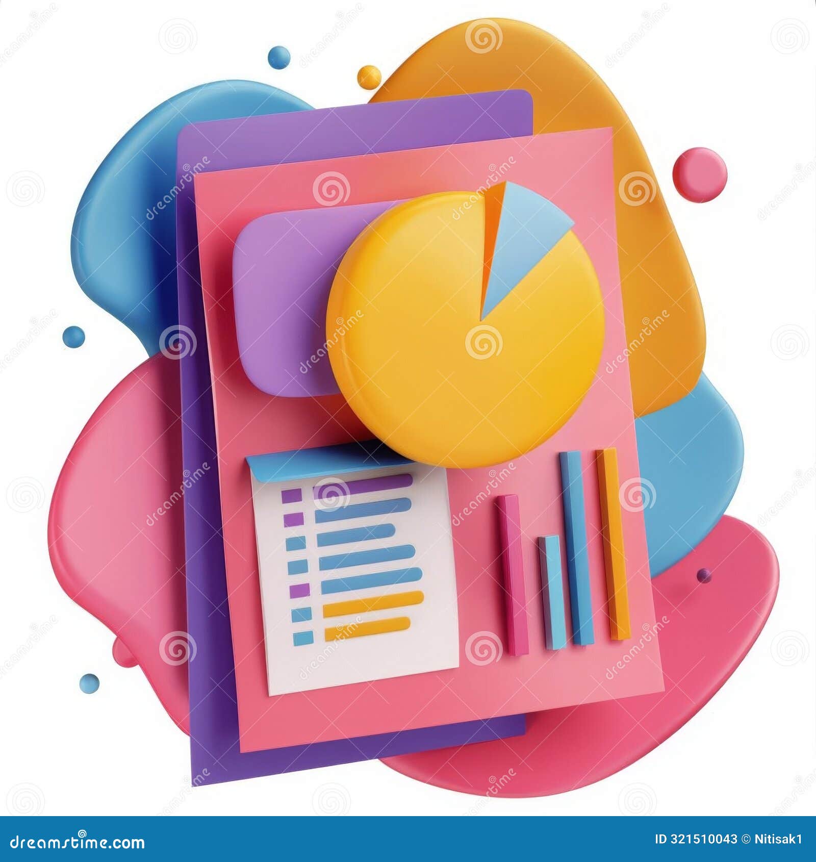 3 Illustration of a Risk Management Document Icon in 3D with a Colorful ...